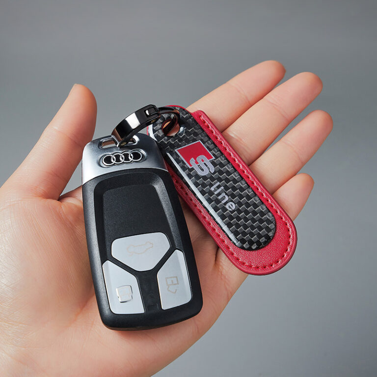 Black Carbon Fiber Key Chain Fit For Audi S Line Models