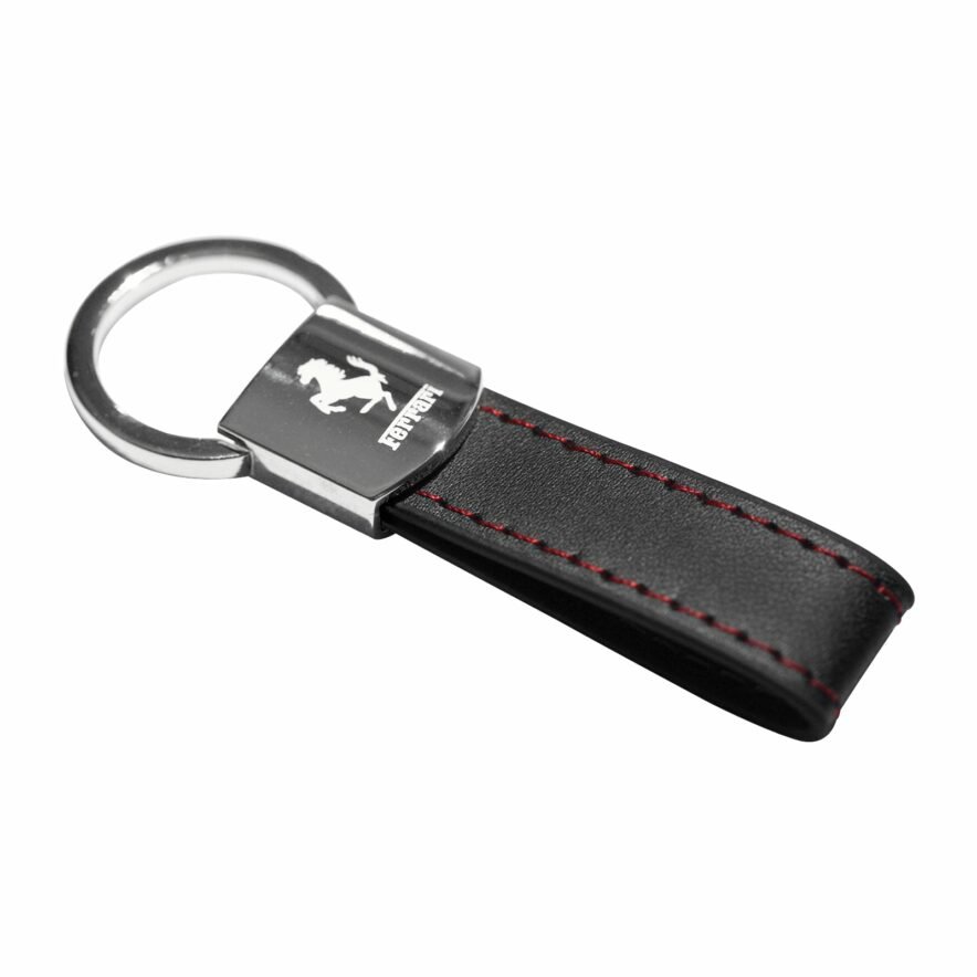 Chrome Metal Leather Key Chain Fit Ferrari Models - Tire Valve Caps ...
