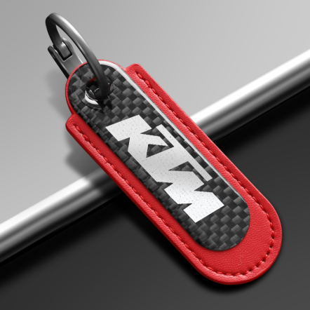 KTM Real Carbon Fiber With Red Leather Keychain