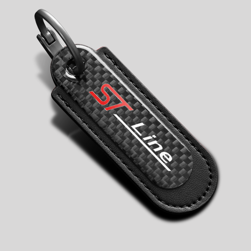 Black Carbon Fiber Key Chain Fit For Ford ST Line Models - Tire Valve ...
