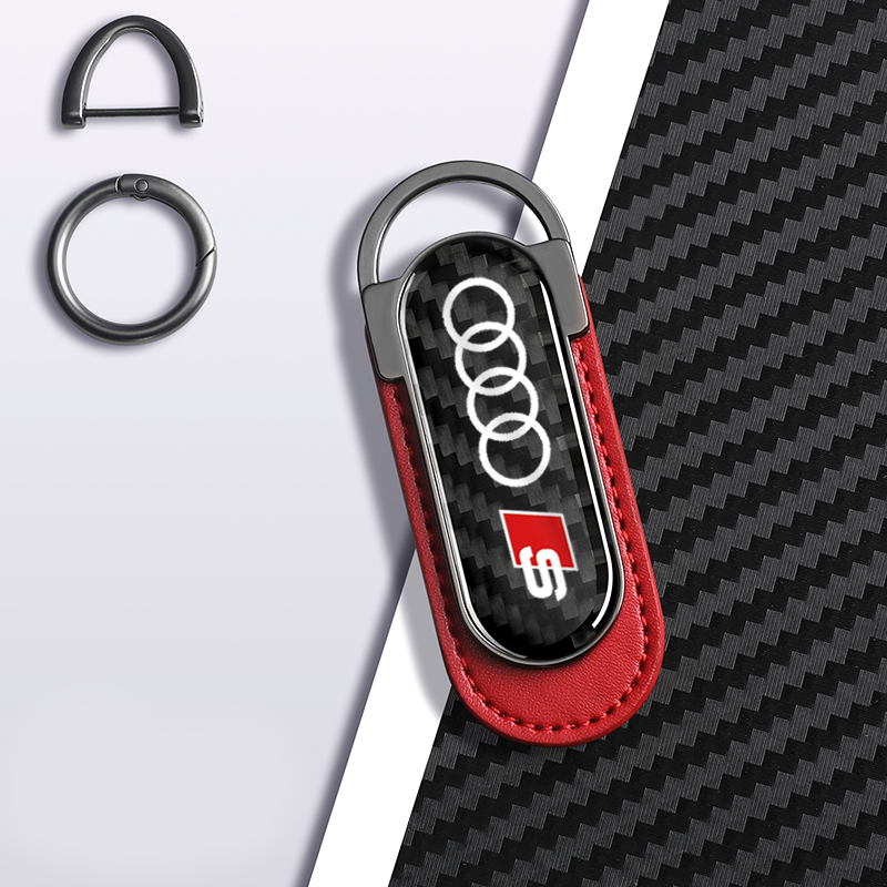 Carbon Fiber Metal Red Leather Keychain For Audi S Line Models - Tire ...