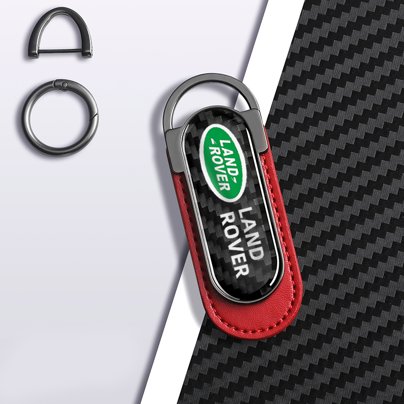 Carbon Fiber Metal Red Leather Keychain For Land Rover Models - Tire ...
