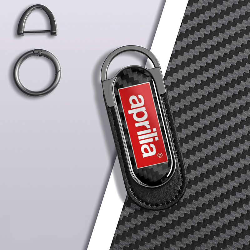 Carbon Fiber Metal Black Leather Keychain For Aprilia Models - Tire ...